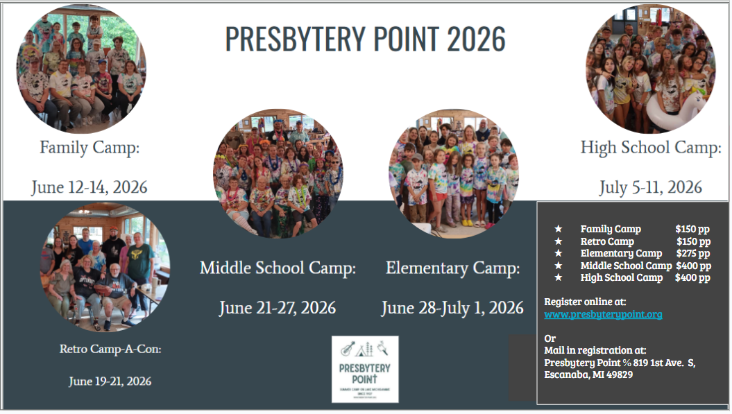 2026 Camp Dates — Presbytery Point Camp