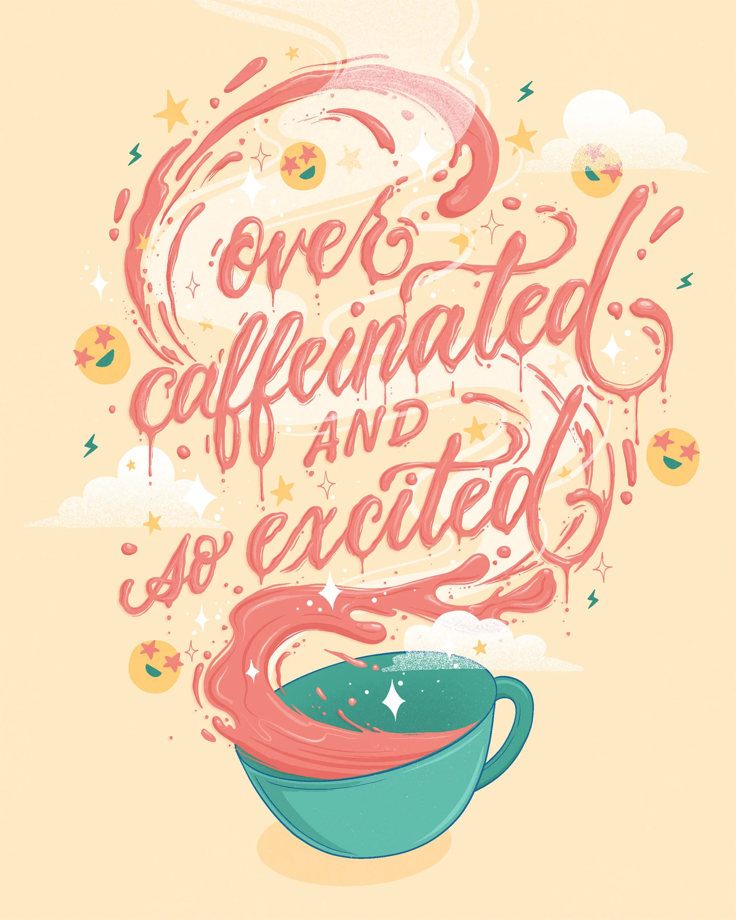 Over Caffeinated Coffee Lettering — Belinda | Lettering Artist and ...