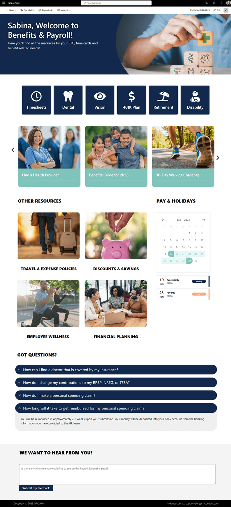 5 SharePoint Communication Site Examples and Templates — Origami