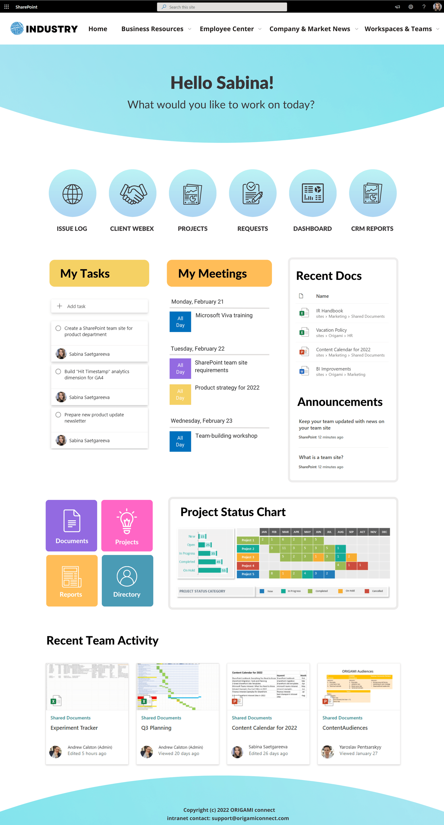 7 Great SharePoint Site Templates — Origami