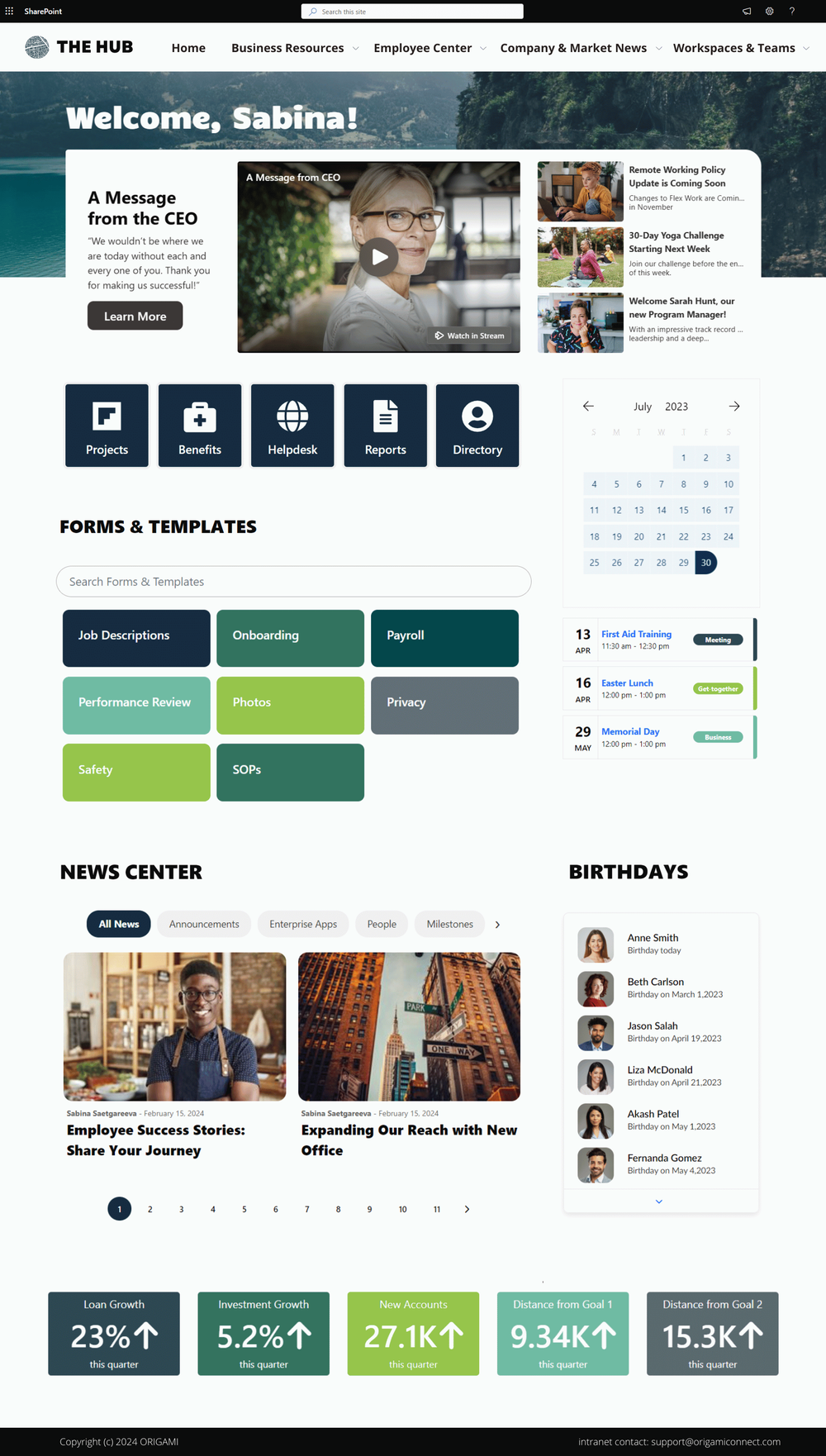 6 SharePoint Intranet Examples and Templates — Origami