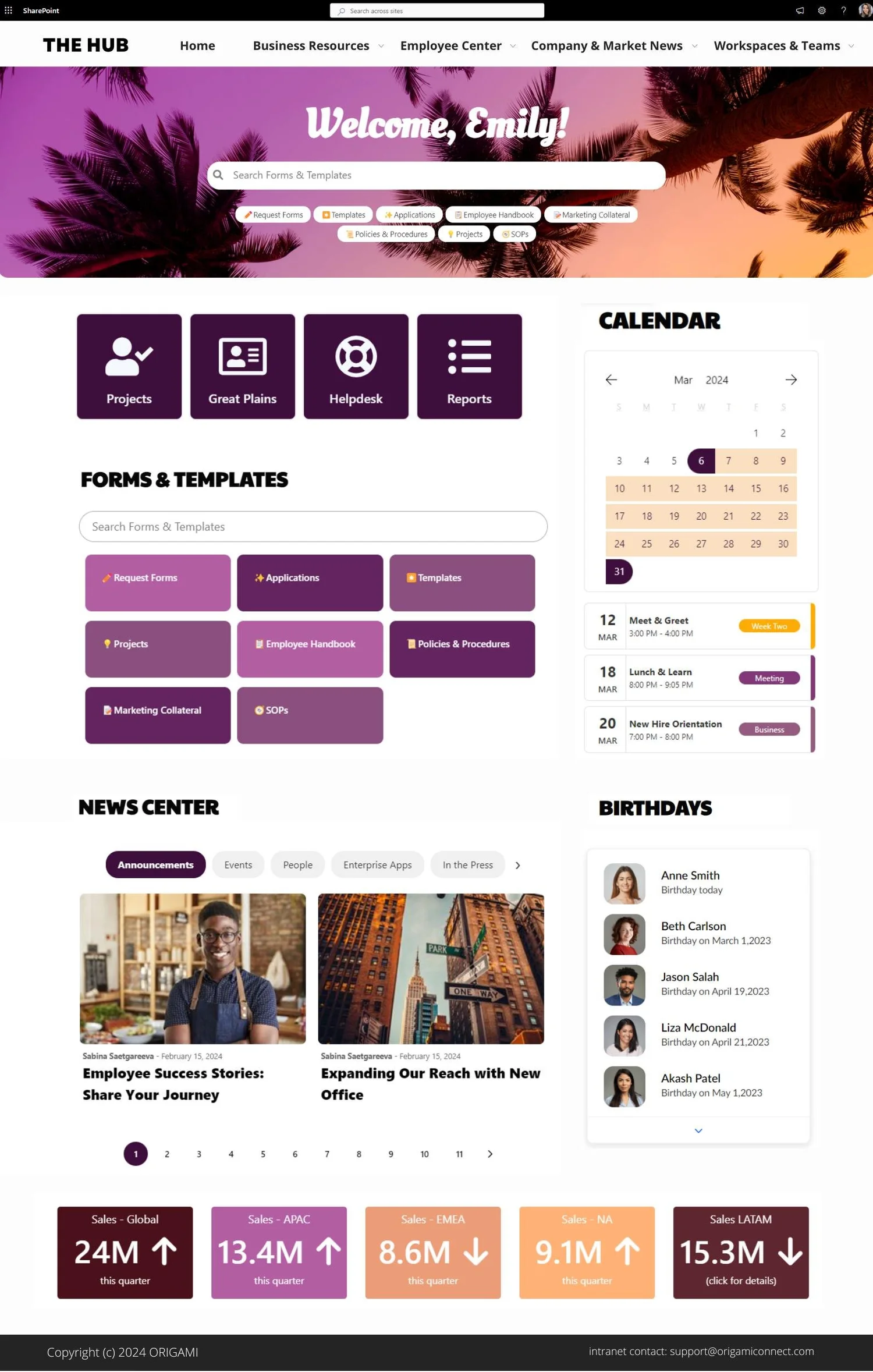 7 Great SharePoint Site Templates — Origami