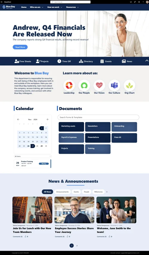 6 SharePoint Intranet Examples and Templates — Origami