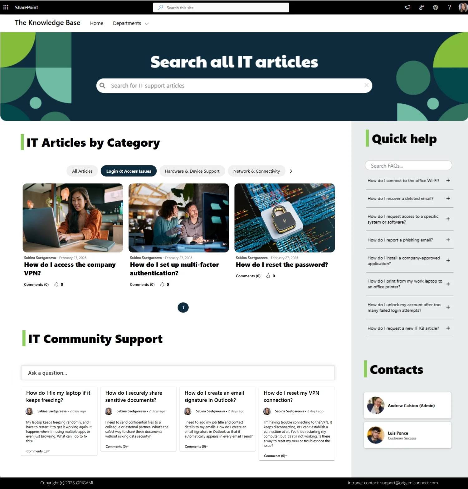 SharePoint Knowledge Base: Top Examples and Best Practices — Origami
