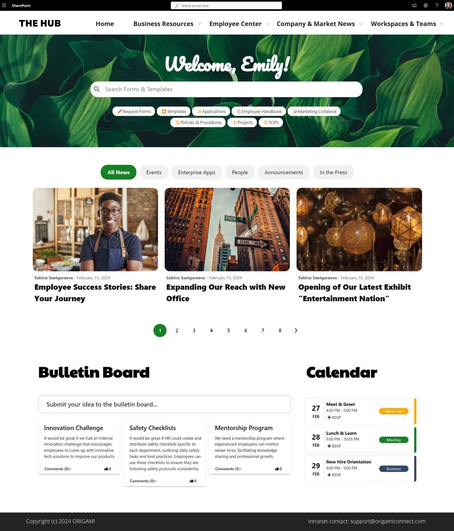6 SharePoint Intranet Examples and Templates — Origami