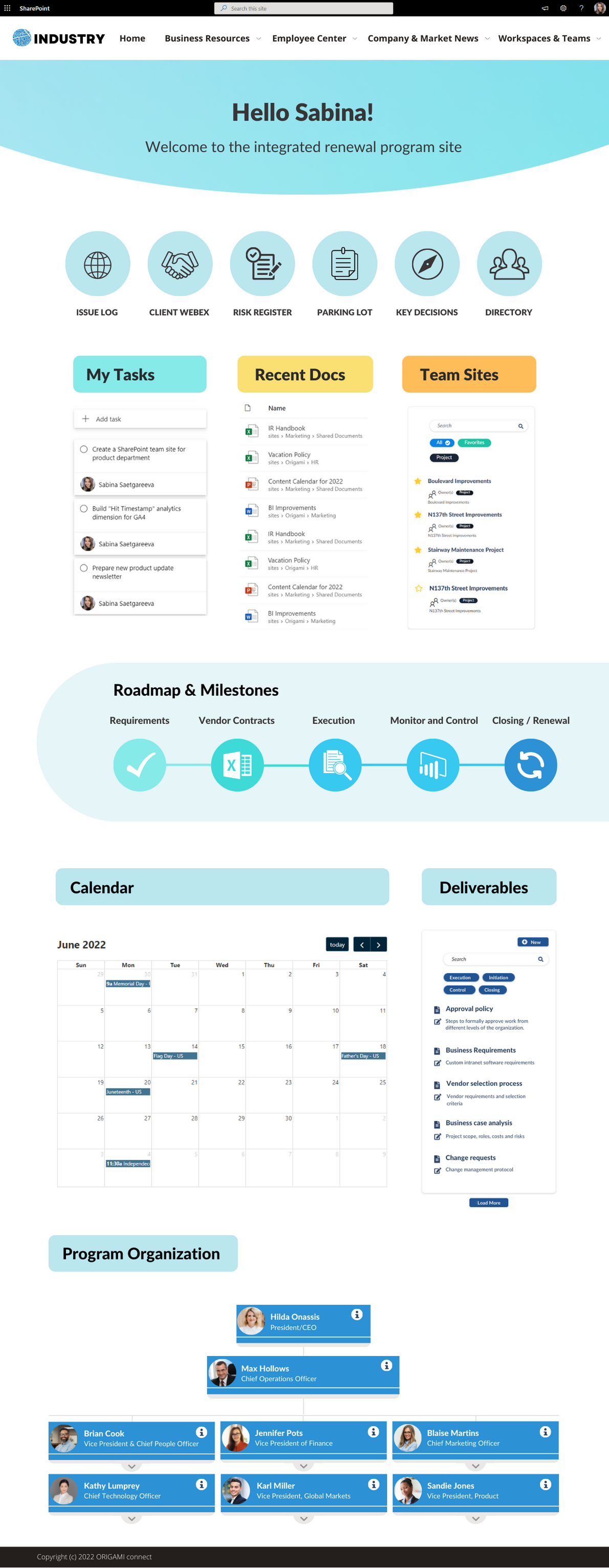 6 SharePoint Intranet Examples and Templates — Origami