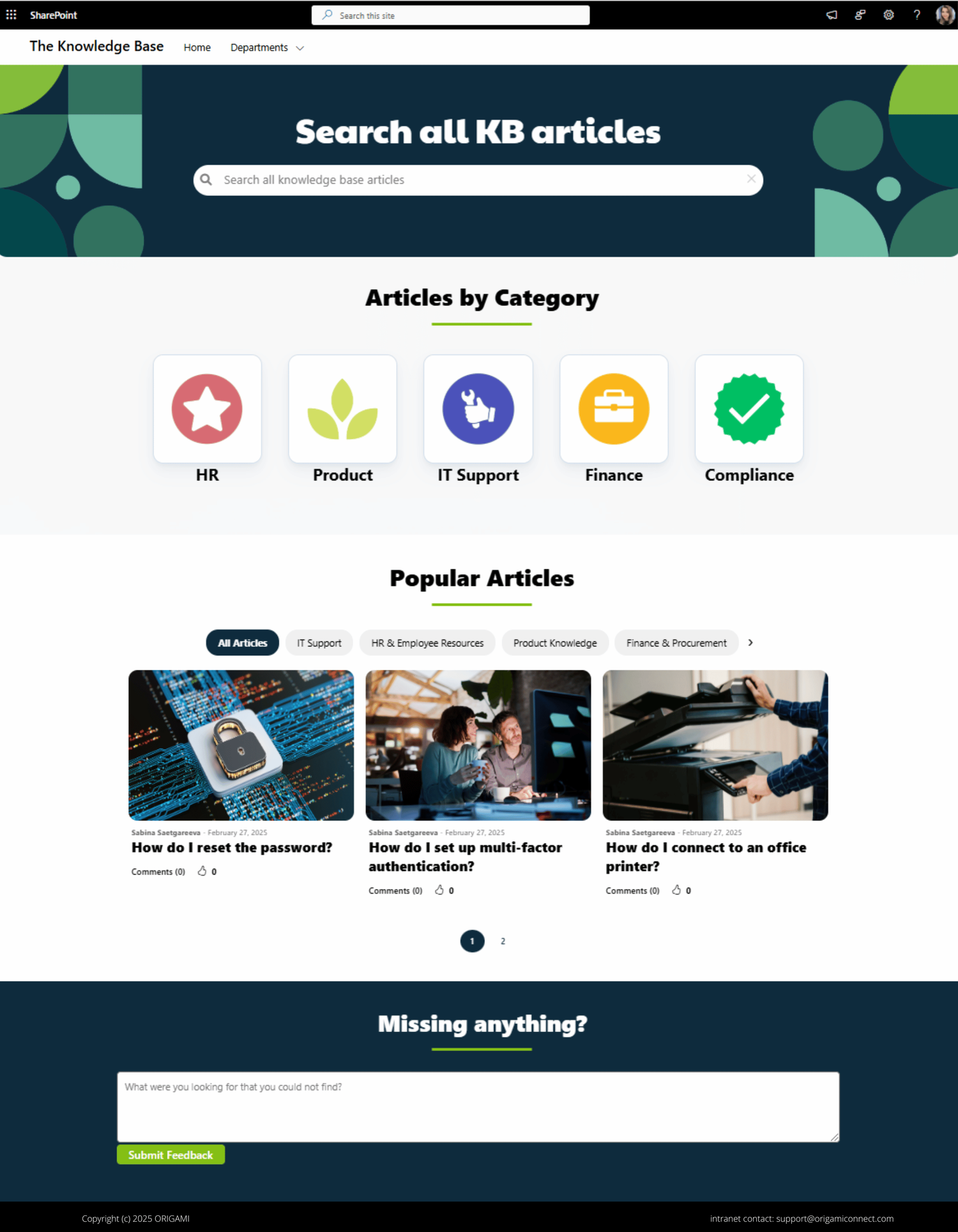 SharePoint Knowledge Base: Top Examples and Best Practices — Origami