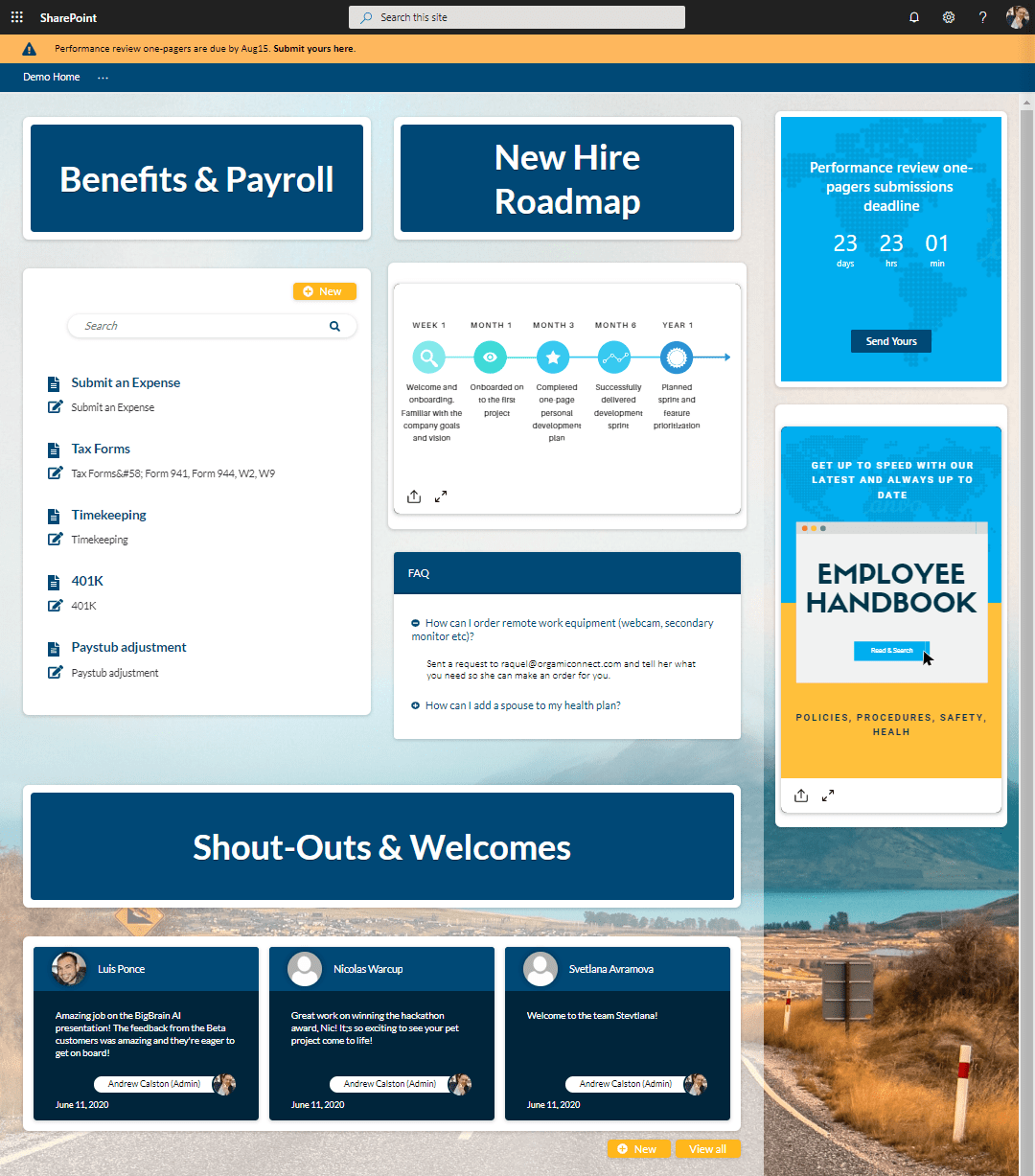 6 SharePoint Intranet Examples and Templates — Origami