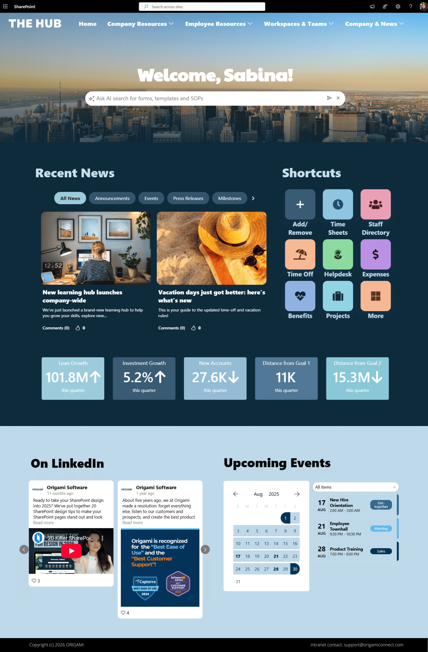 15 Modern SharePoint Intranet Site Examples for 2026 — Origami