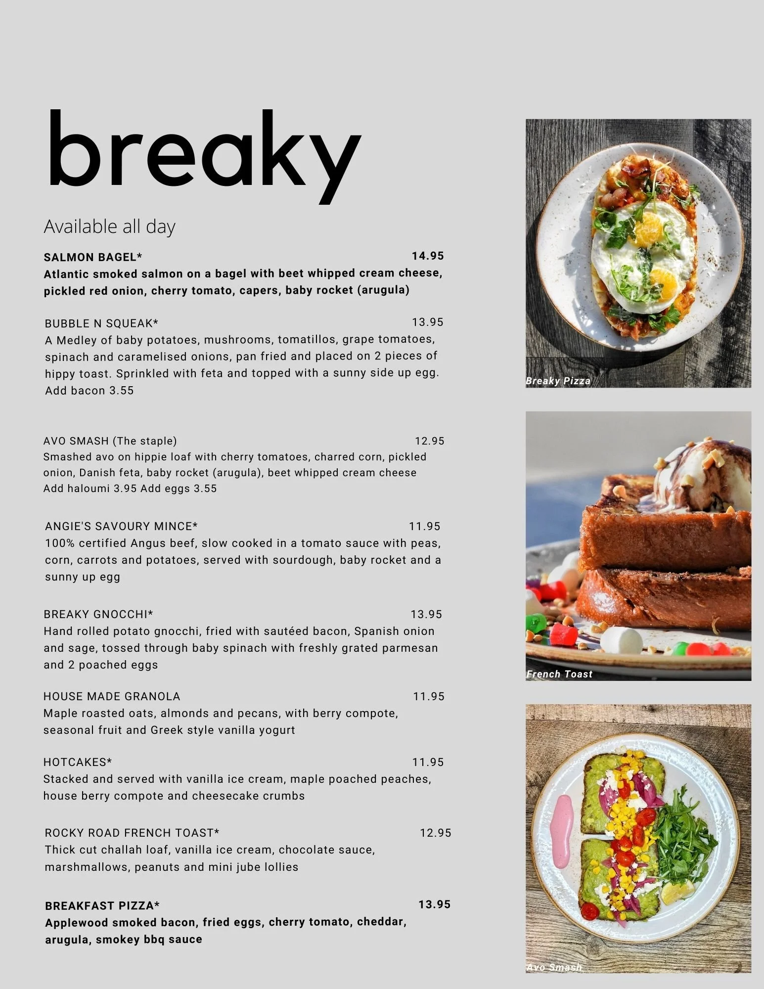 Menu Frisco — The Aussie Grind