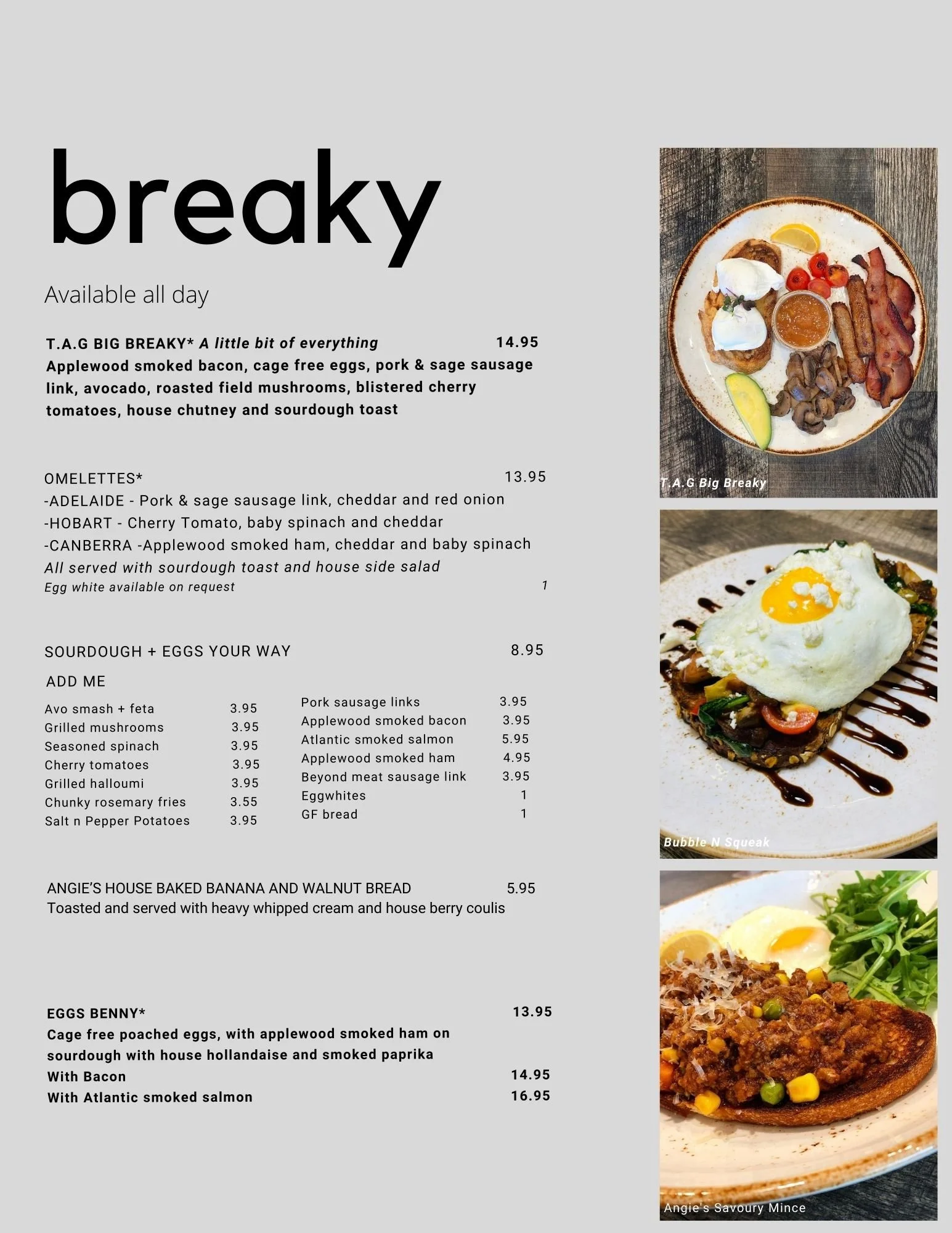 Menu Frisco — The Aussie Grind