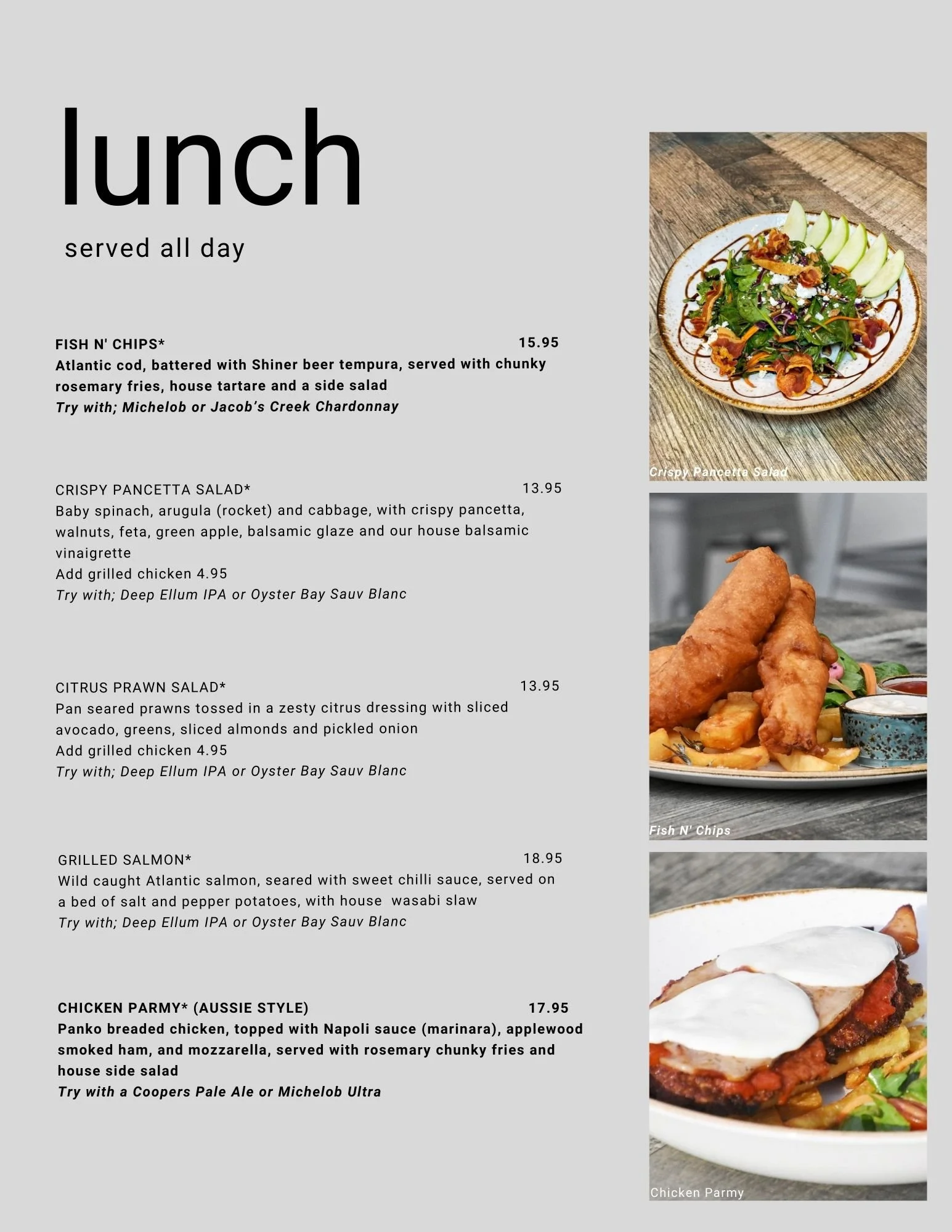 Menu Frisco — The Aussie Grind