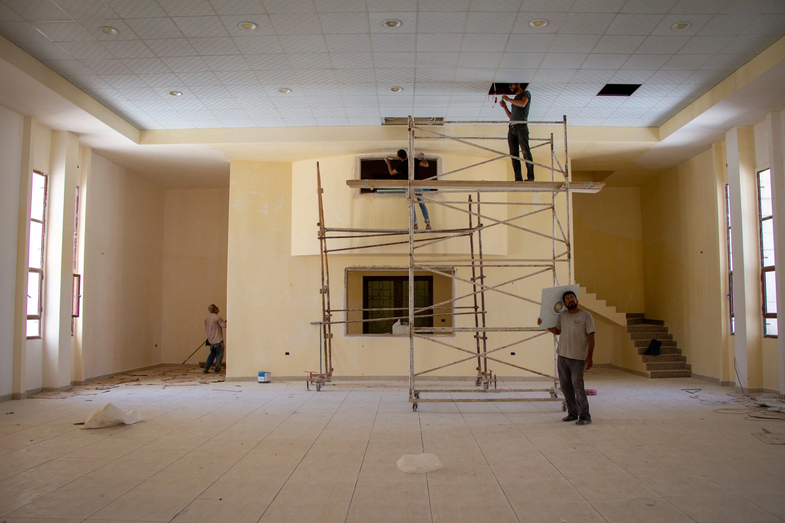 The Hall of St. Elias Monastery in Maarat Saidnaya, Rural Damascus, is ...