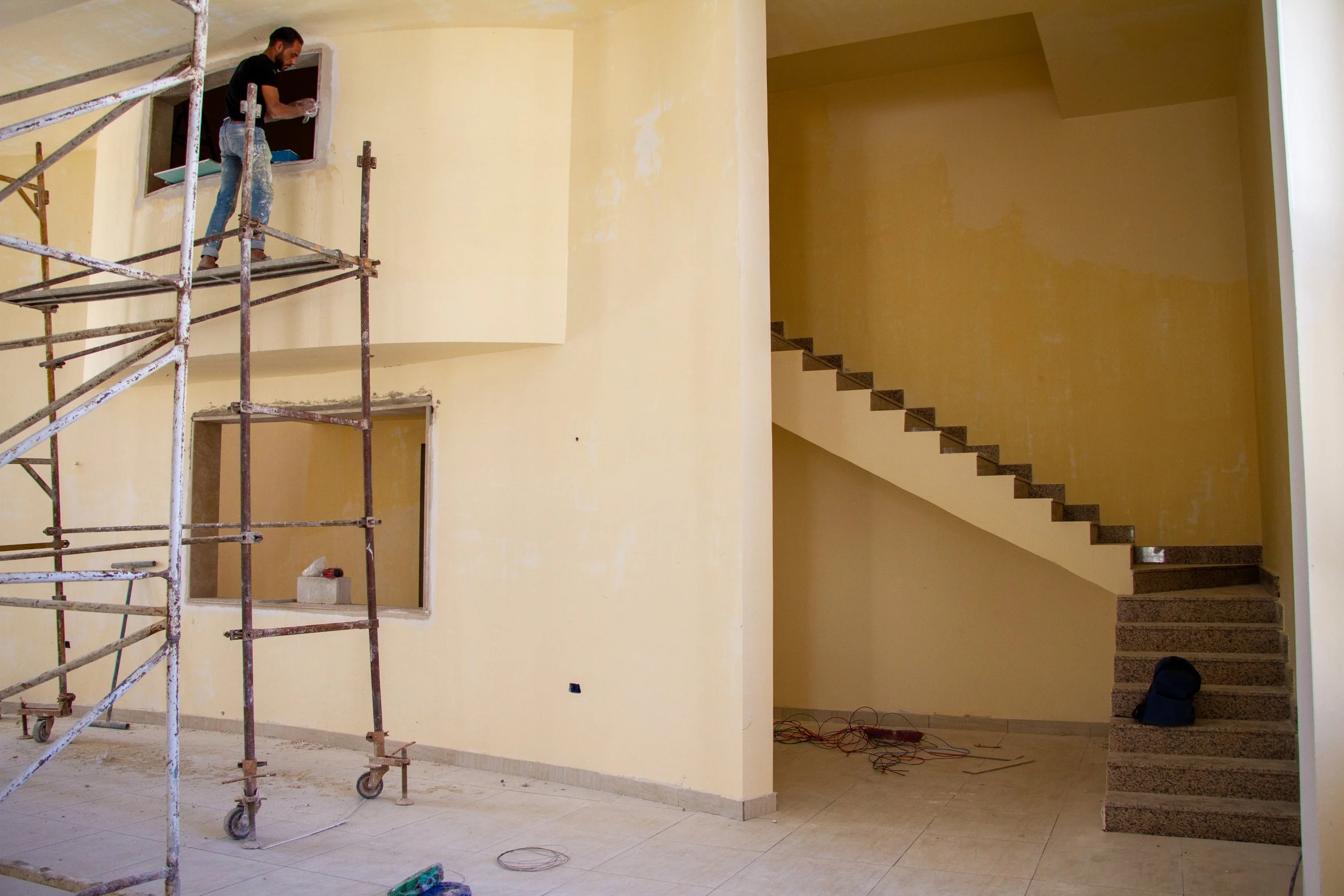 The Hall of St. Elias Monastery in Maarat Saidnaya, Rural Damascus, is ...