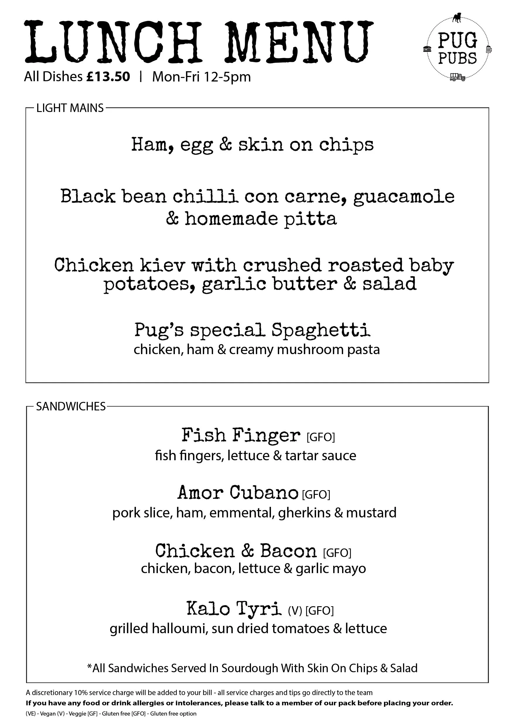 Our Menu — THE BLACK PUG