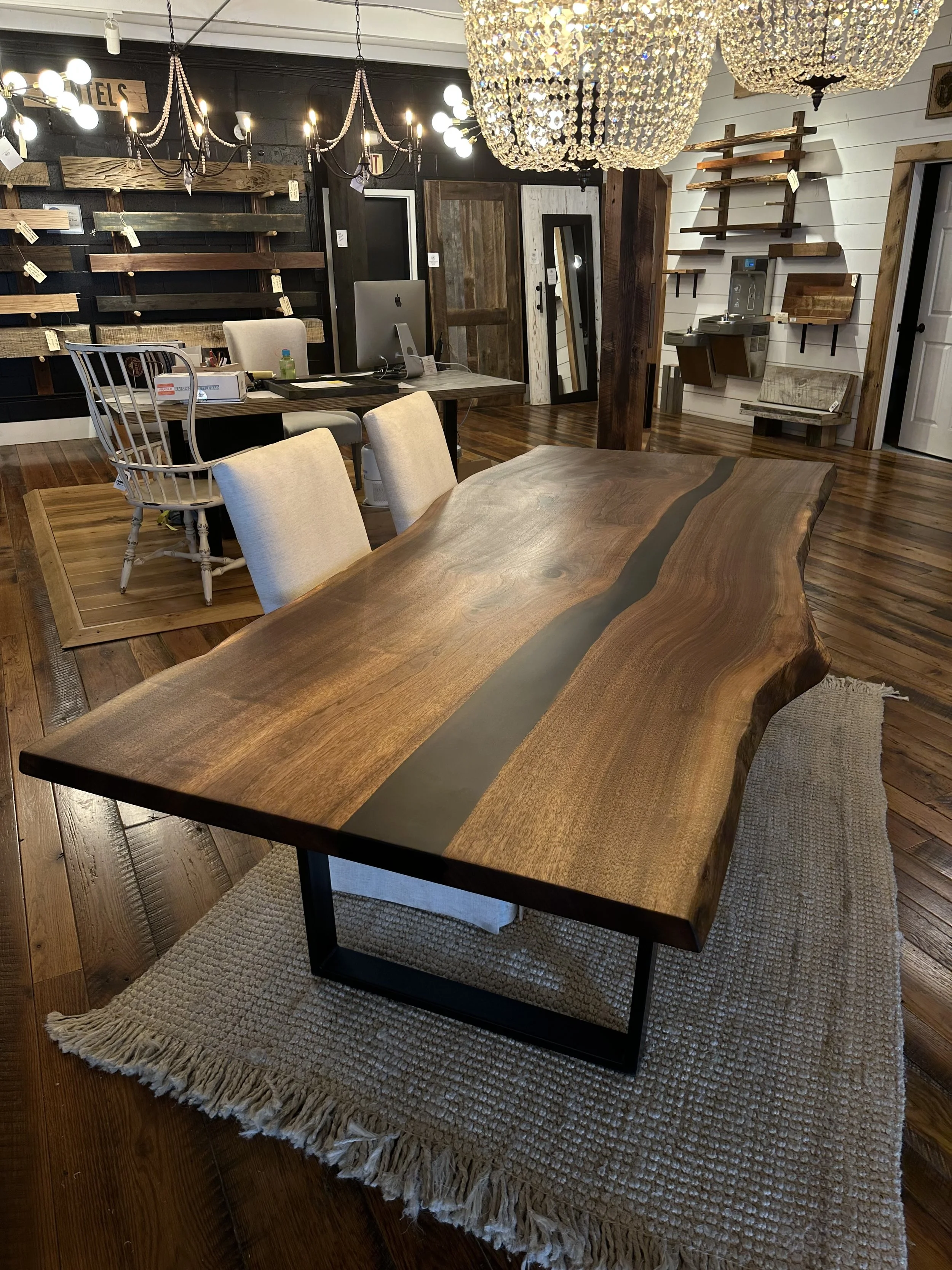 Live Edge Walnut River Table with Cumberland Base — Good Wood Nashville