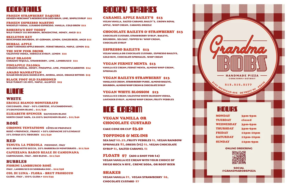 Menu — Detroit Pizza Shop | Grandma Bob's Handmade Pizza