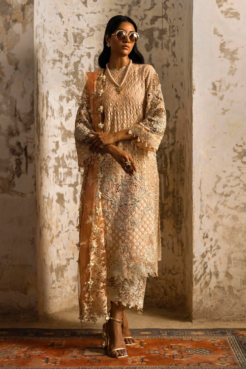 Sana Safinaz SS24UL 10B Embroidered Net Suit - Unstitched 3 Piece Luxury Pakistani Salwar Kameez