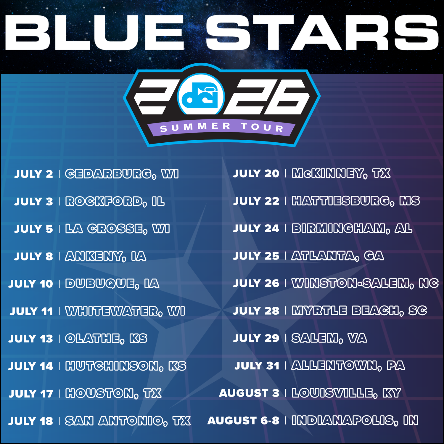 2026 Tour Schedule — Blue Stars
