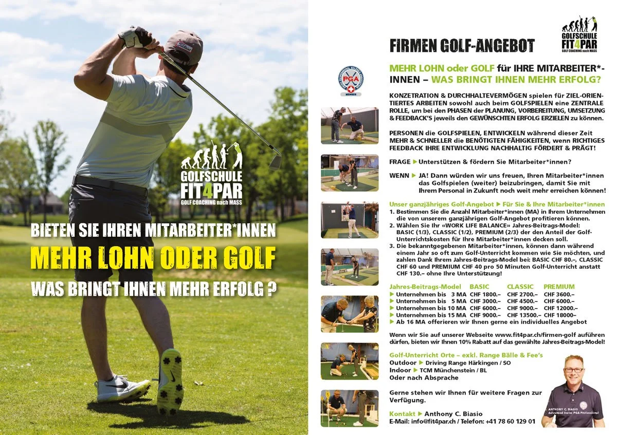 Firmen Golf-Angebot — Golfschule fit4par