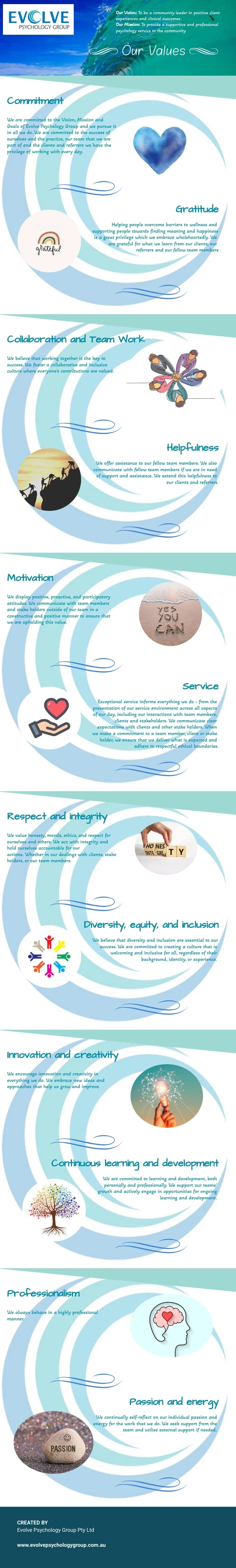 Our Values — Evolve Psychology Group