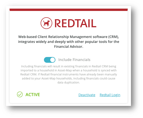 Redtail Integration — Asset-Map