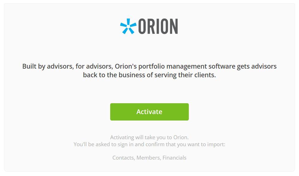 Orion Advisor Software Integration — Asset-Map