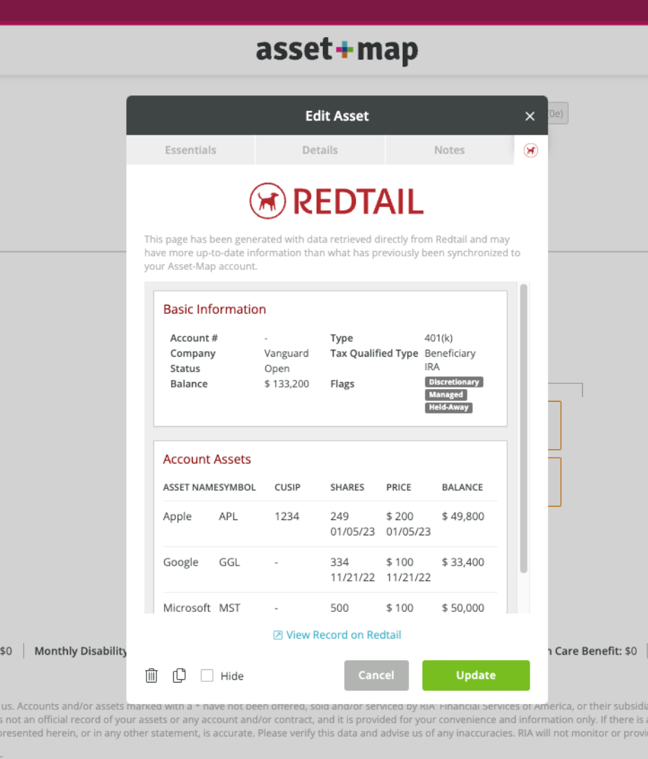 Product Update: Redtail Integration Update — Asset-Map
