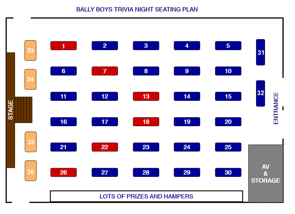 Book Tables and Seats — Bally Boys P&C