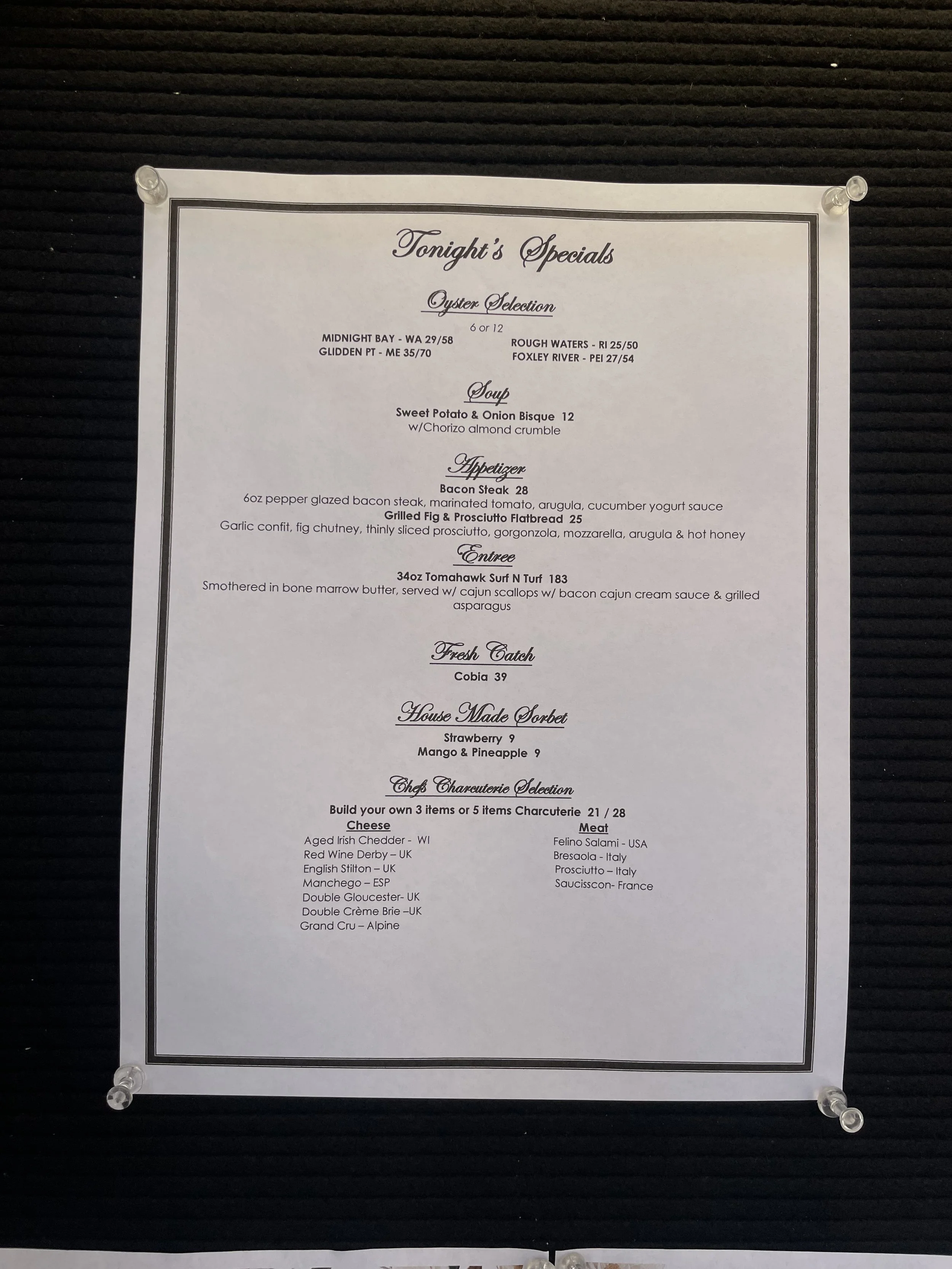 Tonight's Features — element: steak. seafood. pasta.