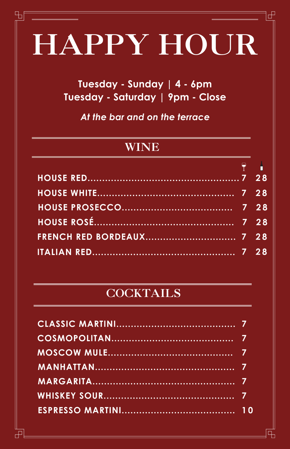 Happy Hour in Sarasota | $7 Cocktails – Element SRQ — element: steak ...