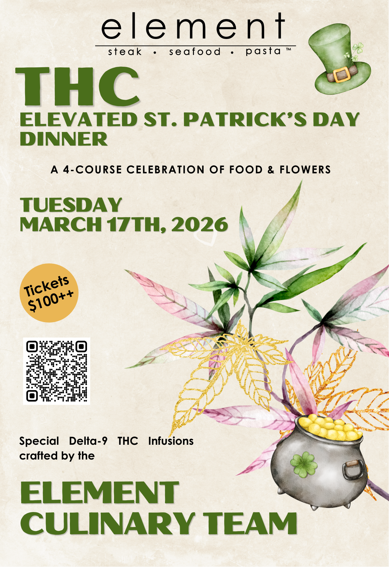 St. Patrick’s Day THC Dinner in Sarasota | element steak seafood pasta ...