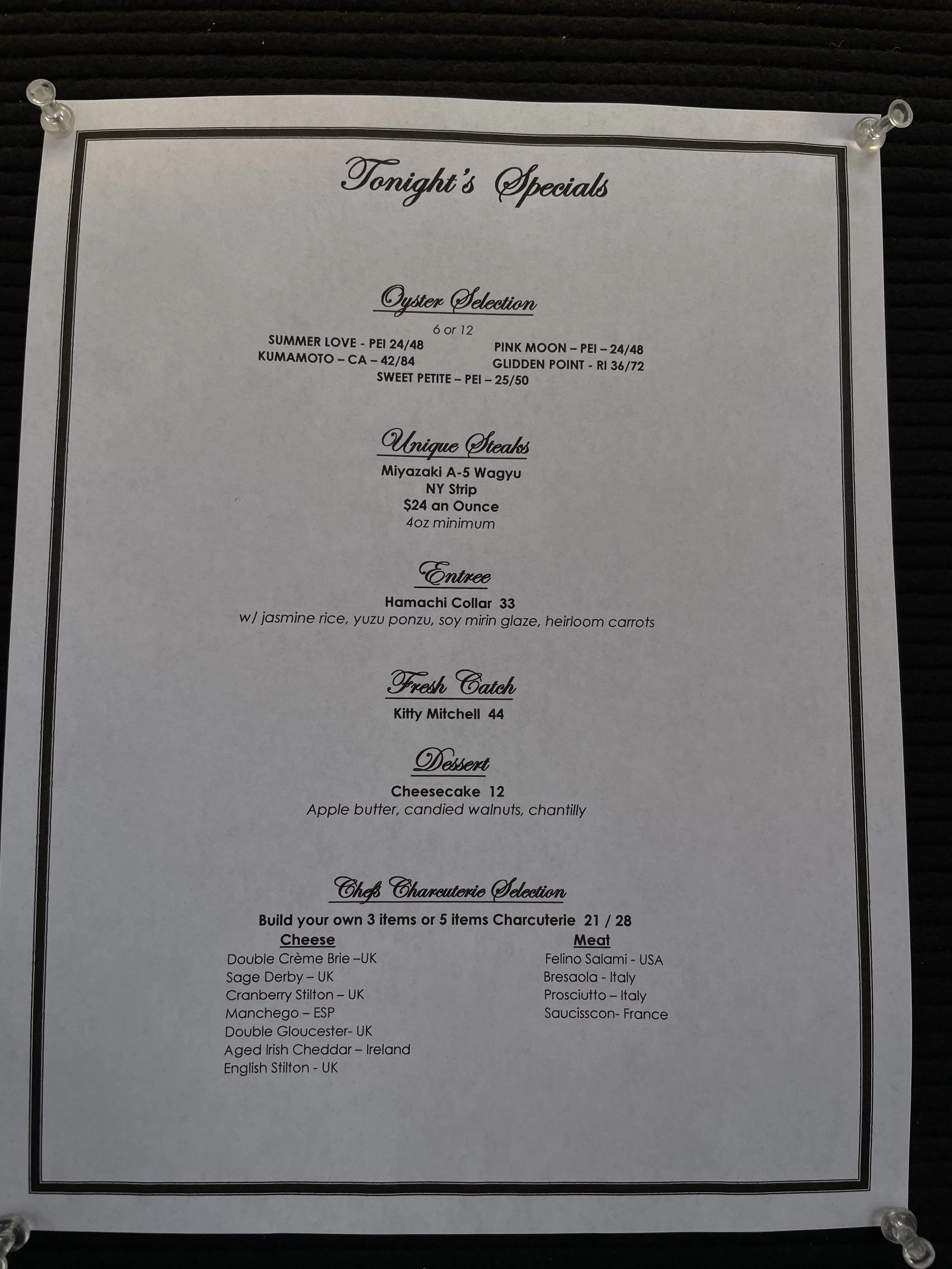 Tonight's Features — element: steak. seafood. pasta.