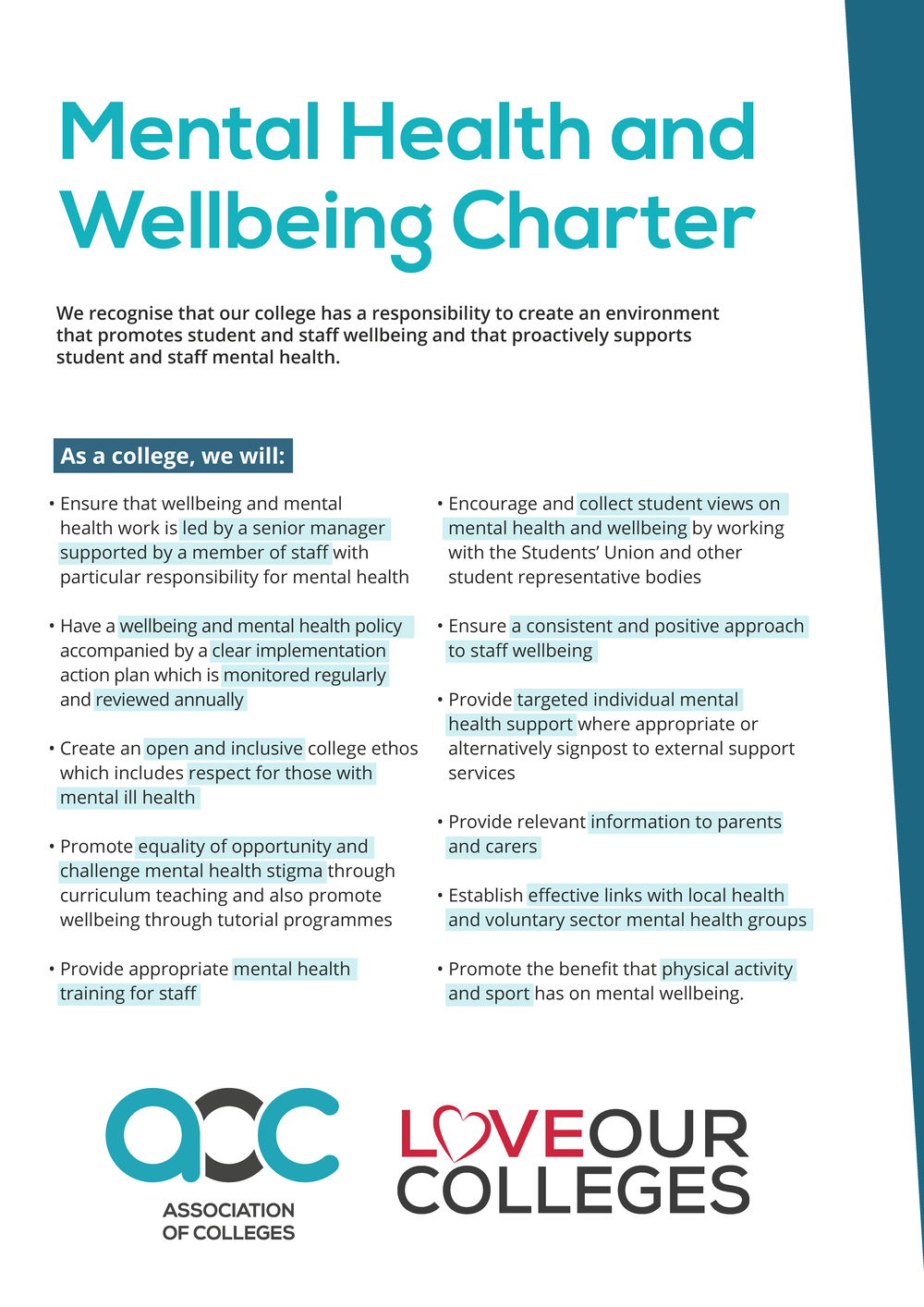 NewVIc sign mental health and wellbeing charter — Newham Sixth Form College