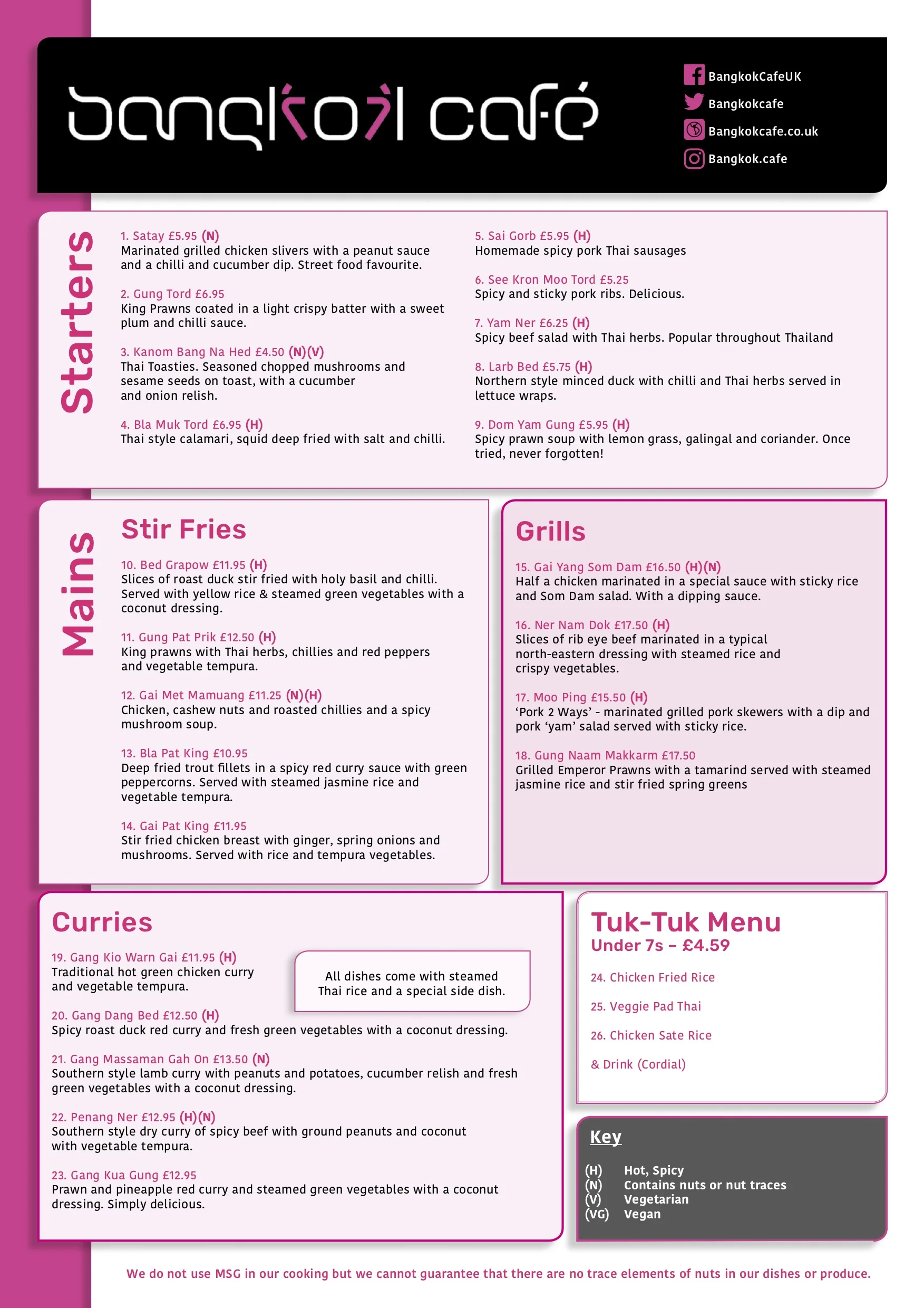 Menu — Bangkok Cafe