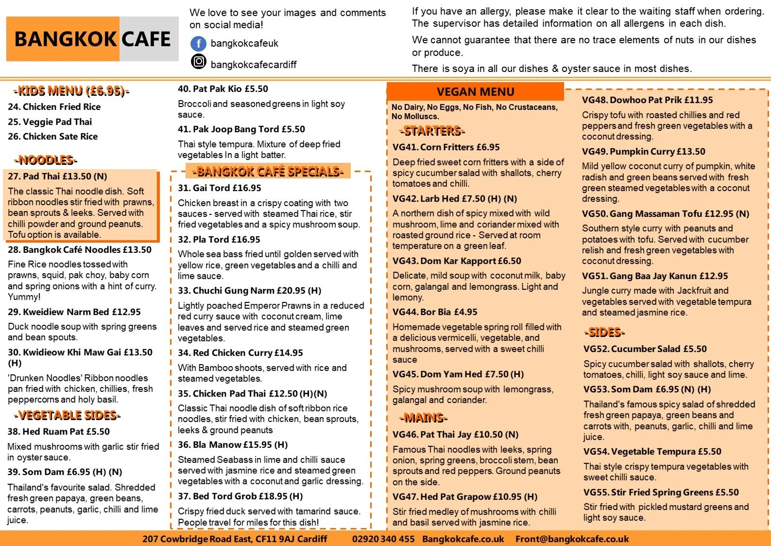 FOOD MENU — Bangkok Cafe