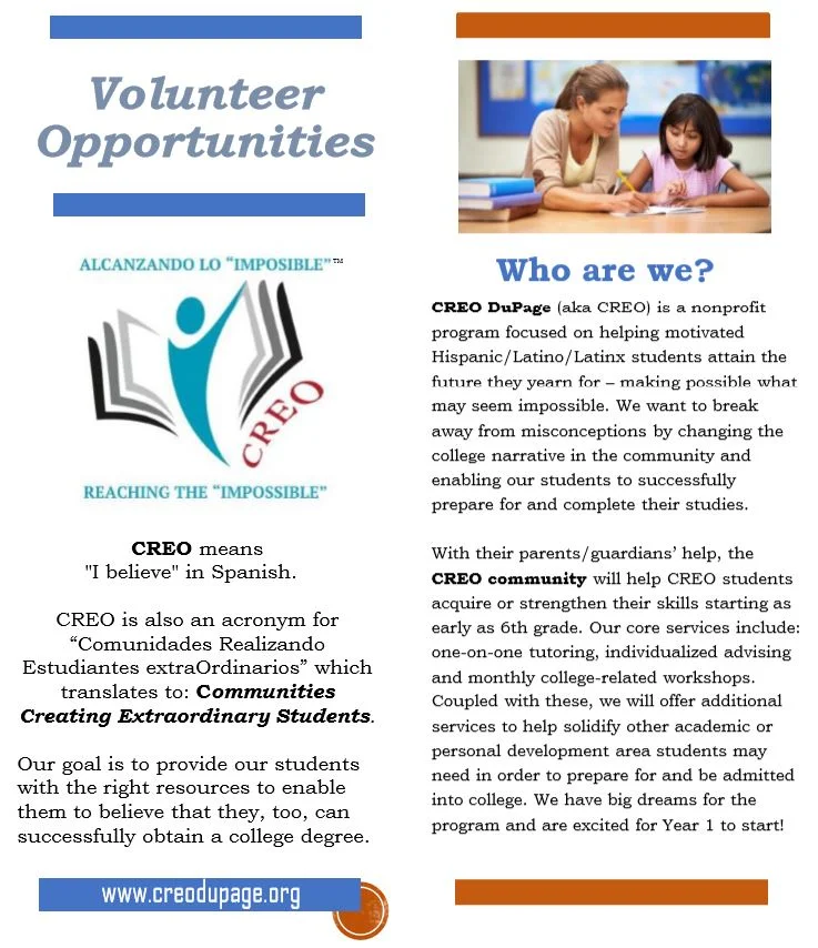 Community Service Brochure Contents