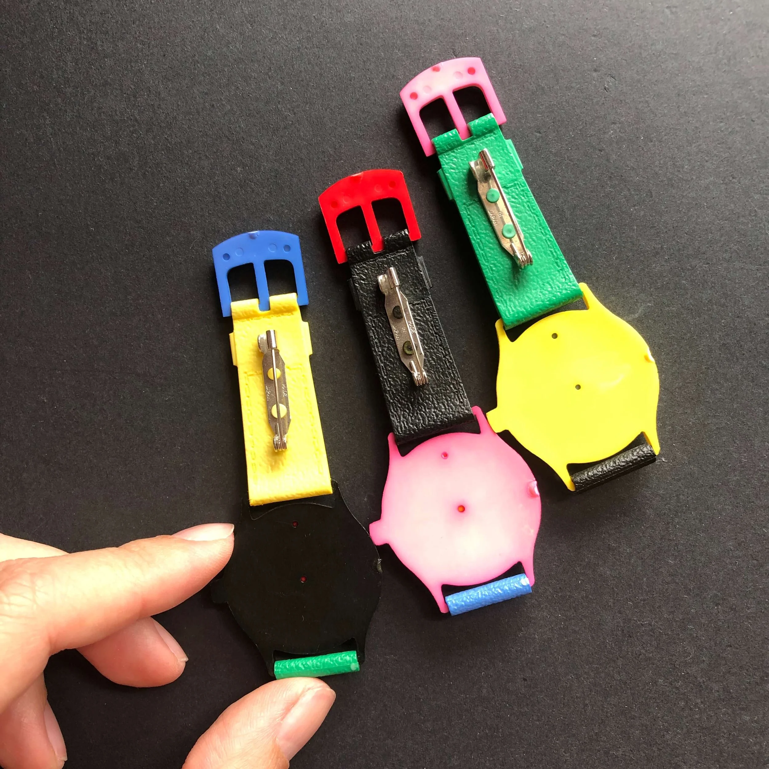 Vintage bootleg fake Swatch watch shaped novelty brooch pin ...