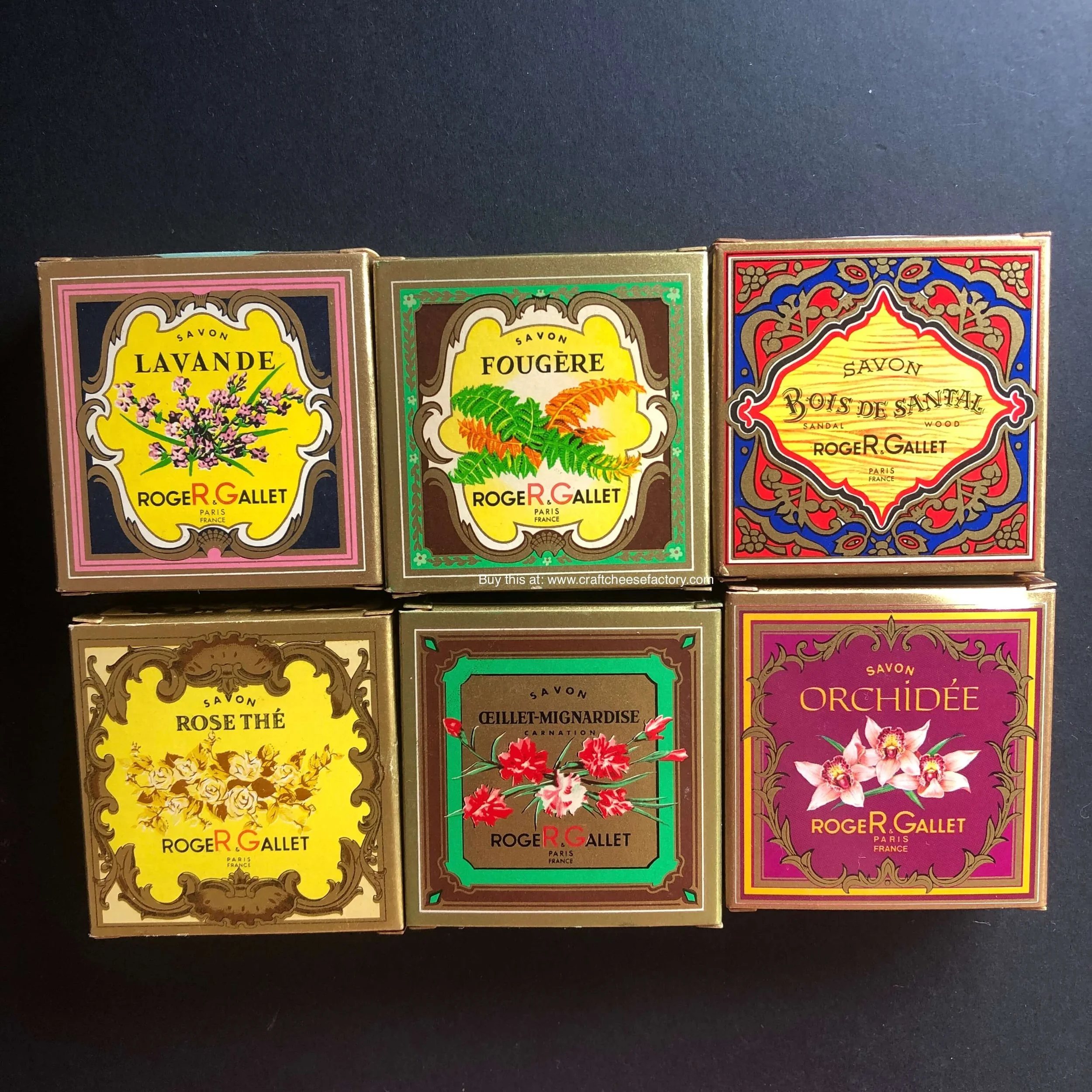 Vintage 1970s French Roger & Gallet miniature guest soaps in Art Deco ...