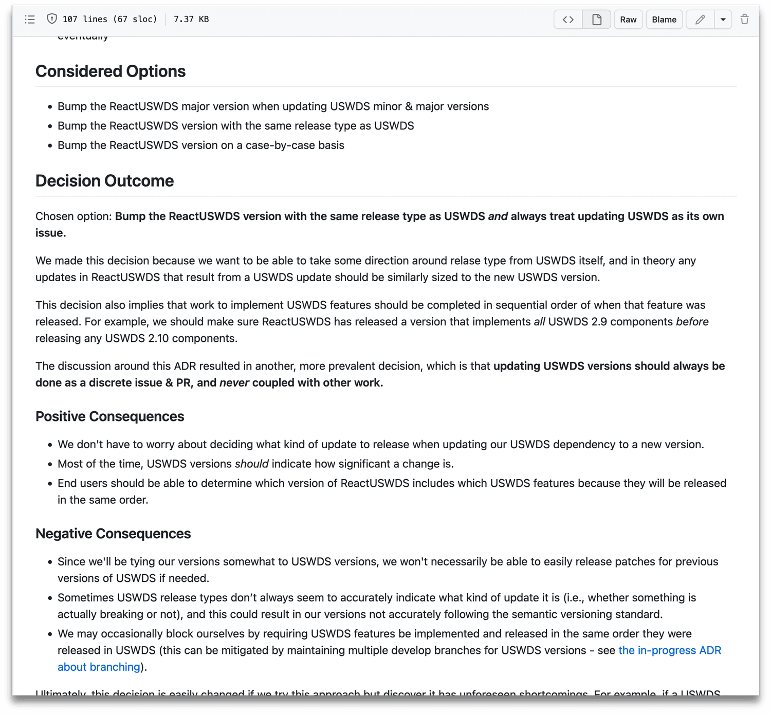 Continuous development and decision records — Truss
