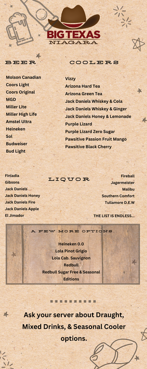 MENU — BIG TEXAS