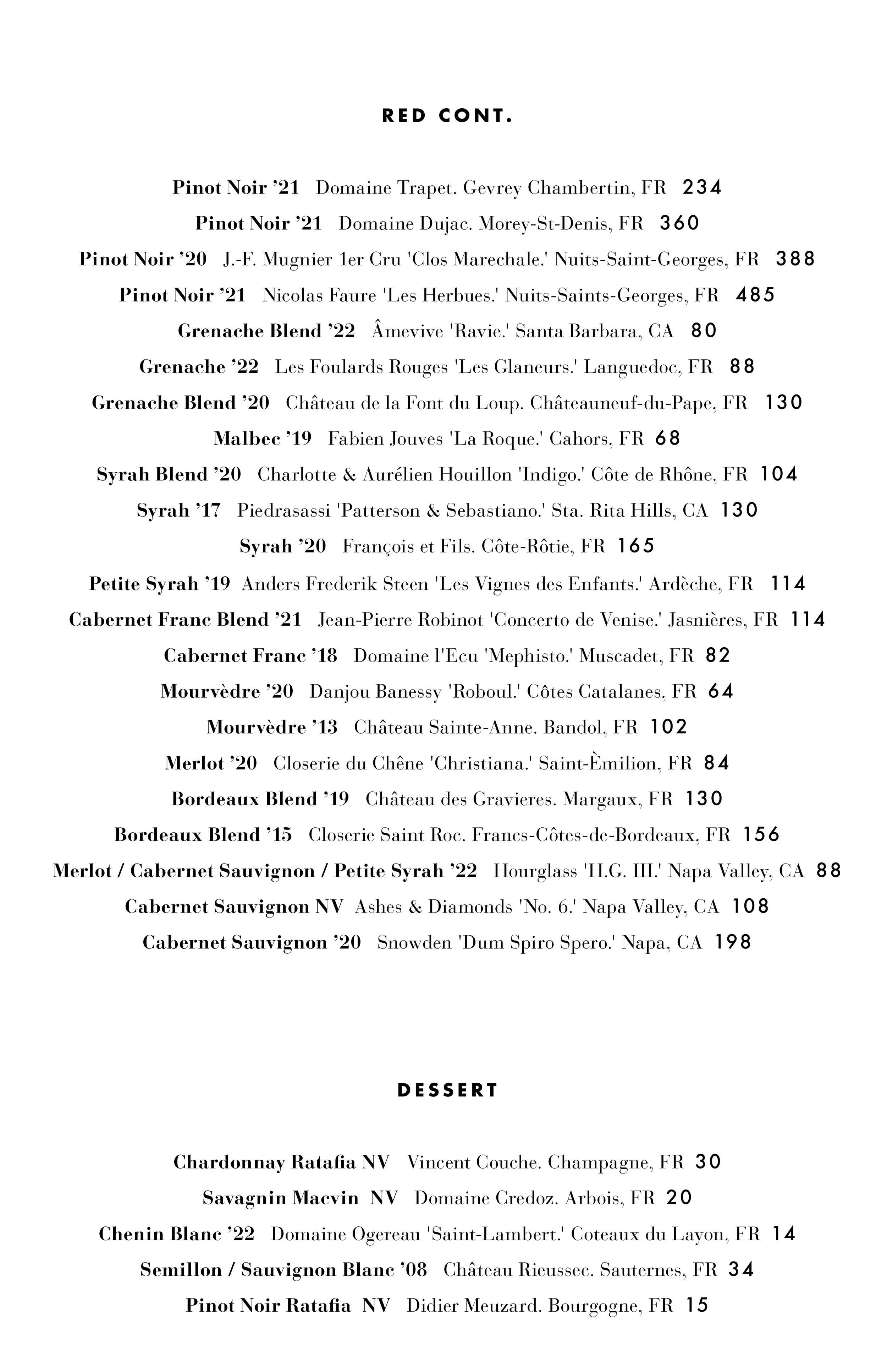 LE MENU DU BAR — b o n j o u r