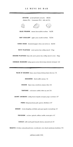 LE MENU DU BAR — b o n j o u r