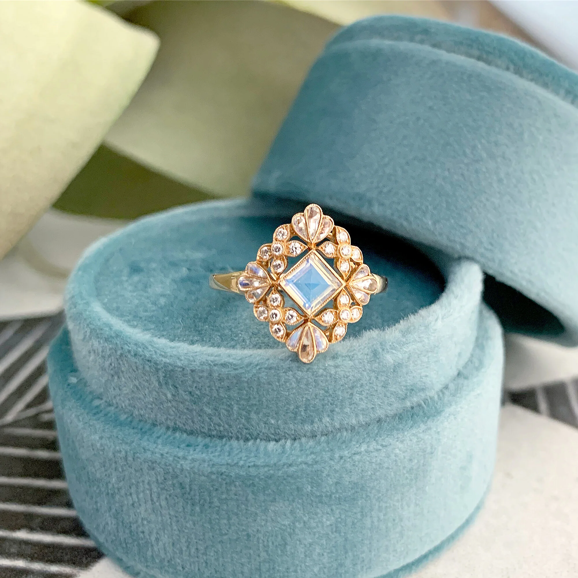 Bria Rose Cut Diamond 18k White Engagement Ring | Ooh! Aah! Jewelry ...