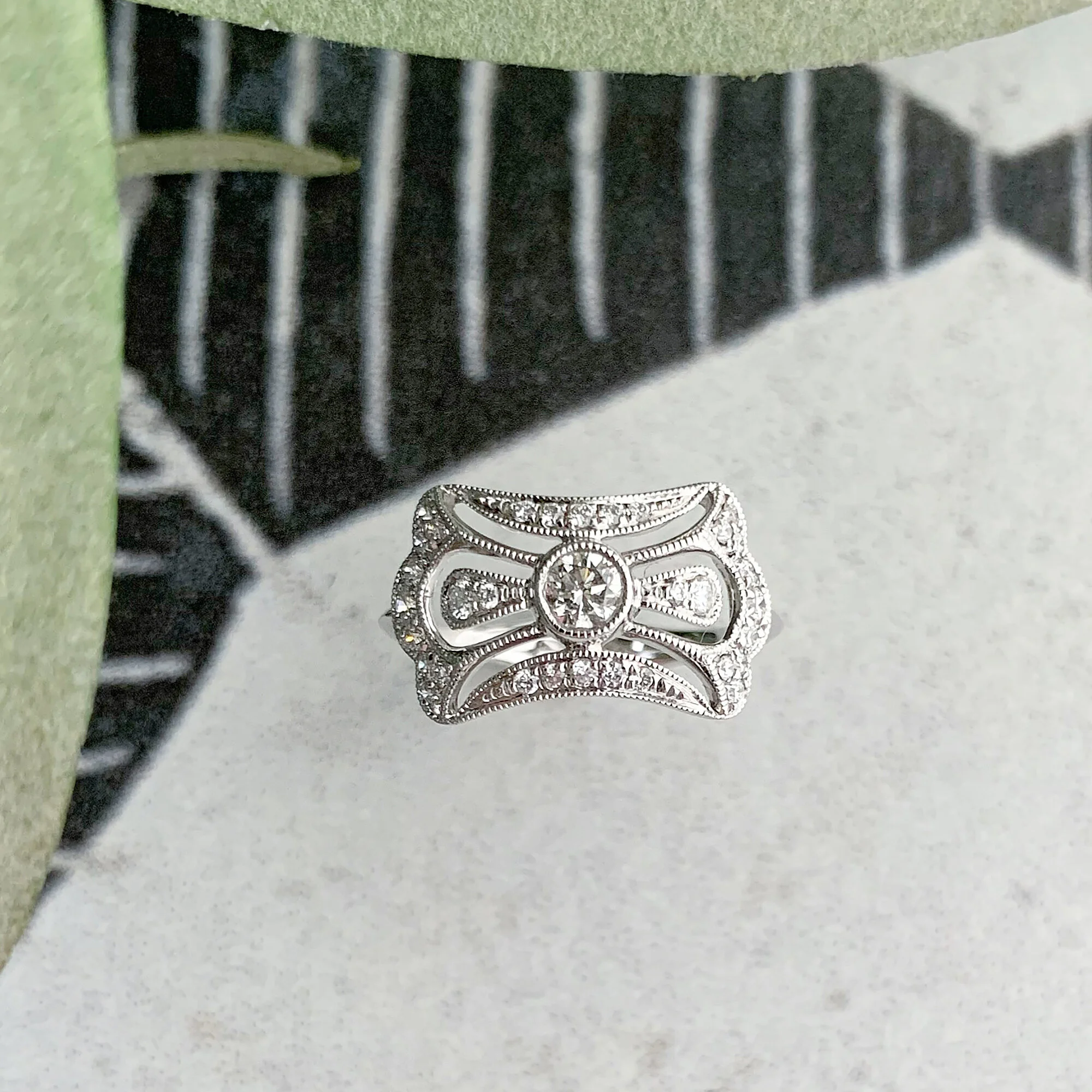 Bria Rose Cut Diamond 18k White Engagement Ring | Ooh! Aah! Jewelry ...