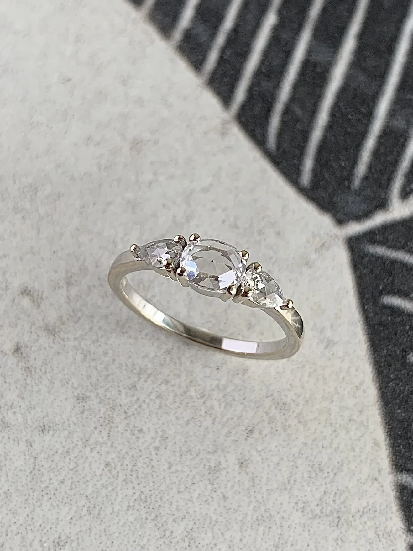 Bria Rose Cut Diamond 18k White Engagement Ring | Ooh! Aah! Jewelry ...