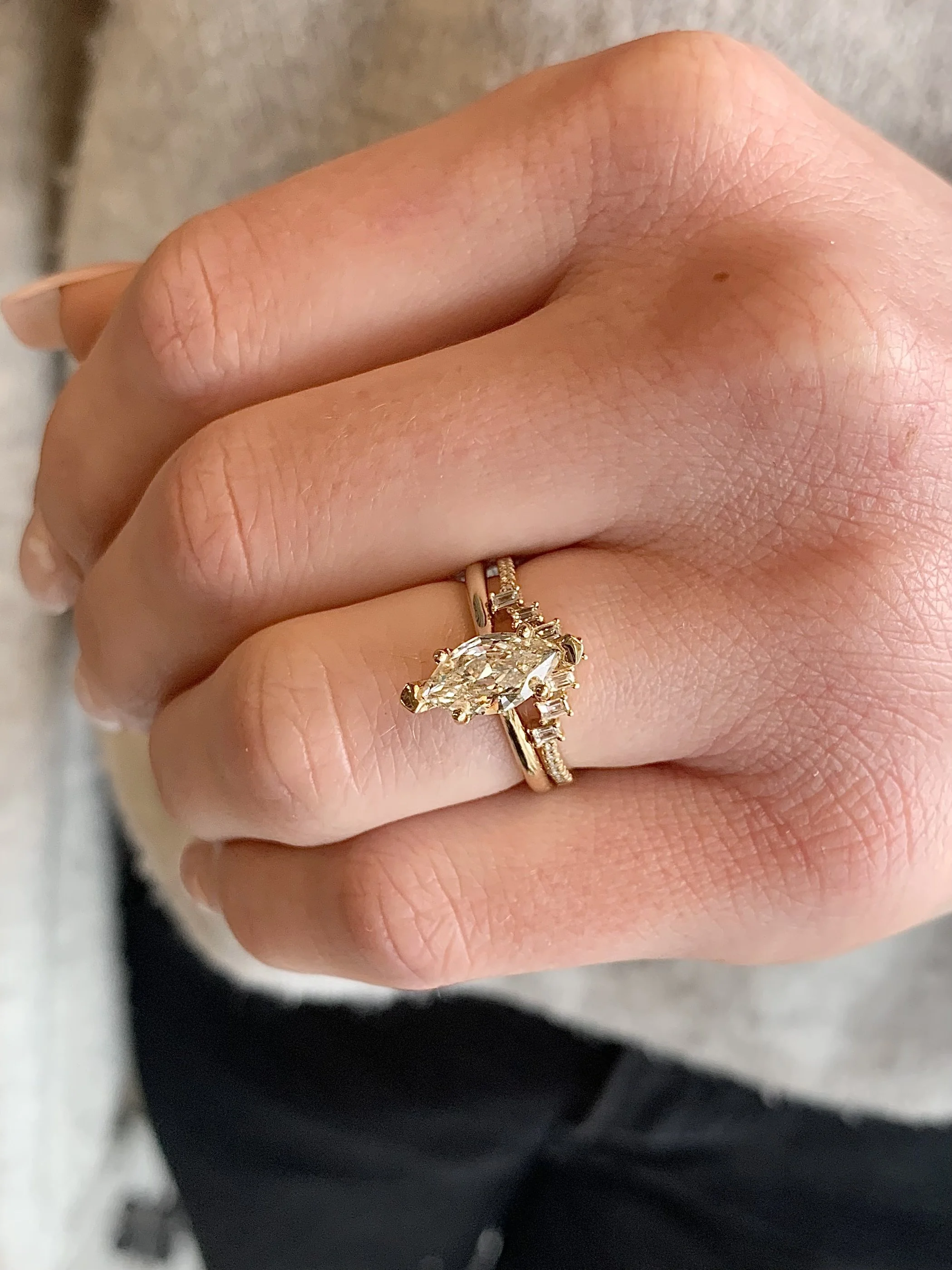 Skye Golden Hued Marquis Diamond 14k Yellow Gold Engagement Ring | ABQ ...