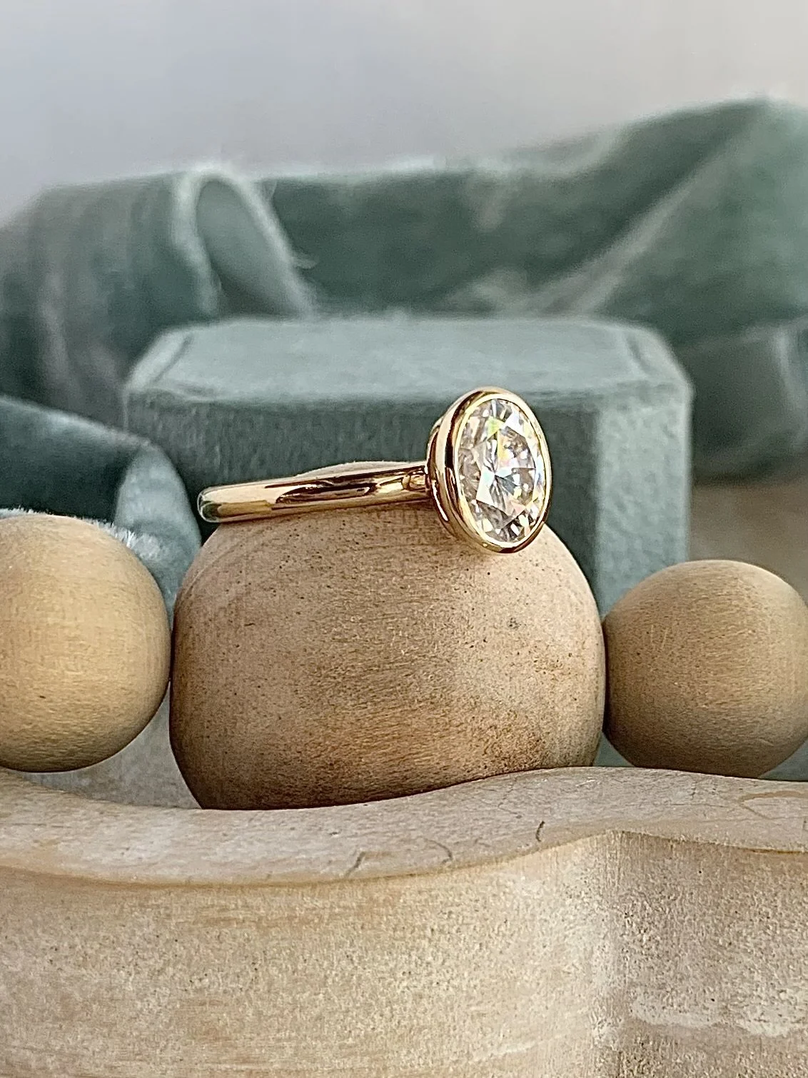 Ryan Full Bezel Set Mossainite 14k Yellow Gold Engagement Ring | Ooh ...