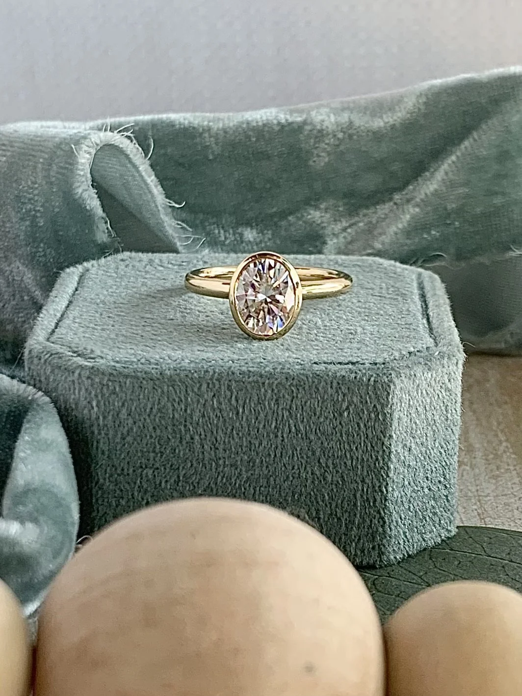 Ryan Full Bezel Set Mossainite 14k Yellow Gold Engagement Ring | Ooh ...