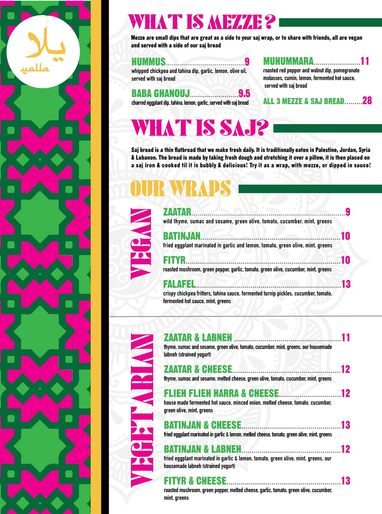 Menu | Yalla Seattle — Yalla Seattle